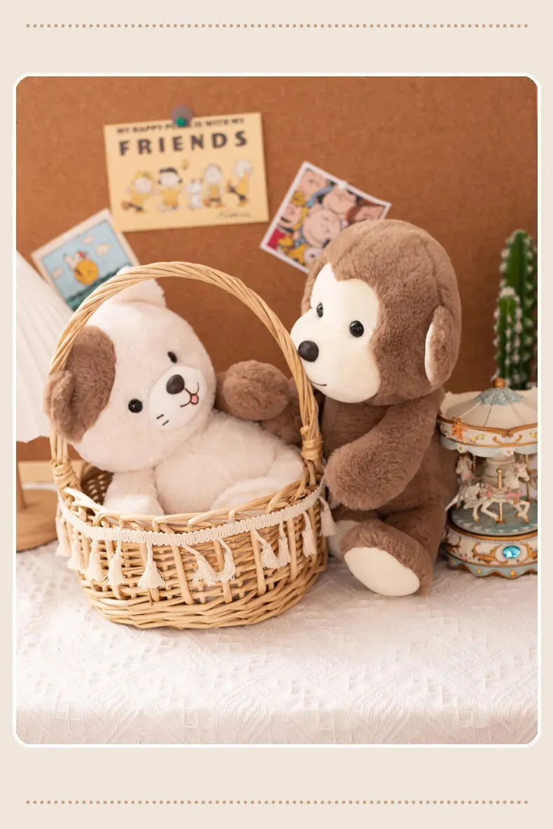 Cute Plush Animal Doll - Monkey, Rabbit, Panda - Soft, Cuddly Stuffed ...