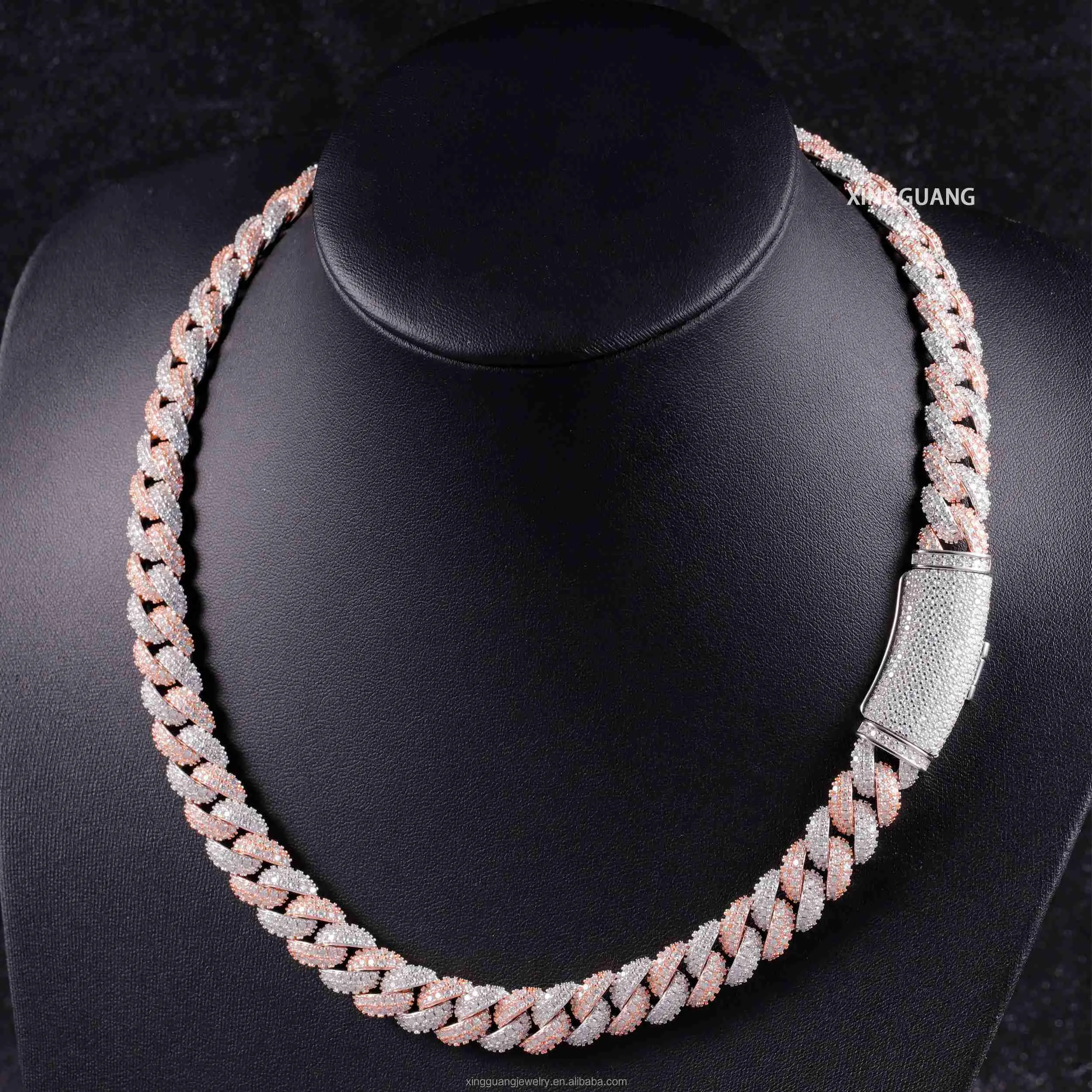 Fashion Two-Tone Color Iced Out Diamond Cuban Chain for Men, 13mm S925 ...