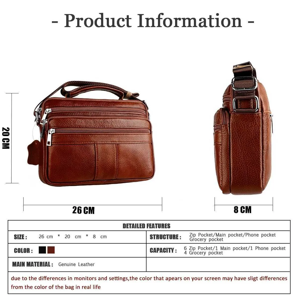 Fashion Men's Shoulder Bag Genuine Leather Handbag Business ...