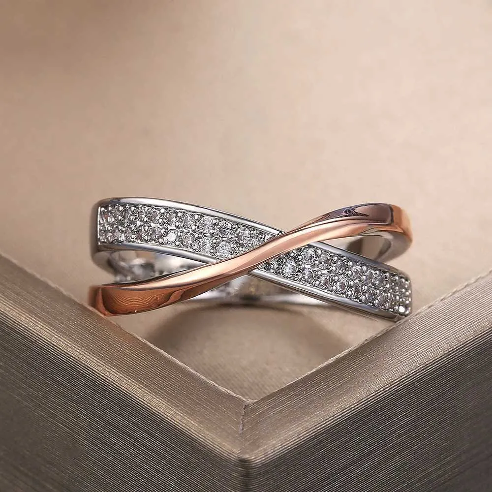 Caoshi Trendy Female Cross Rings for Wedding Ceremony, Cubic Zirconia ...