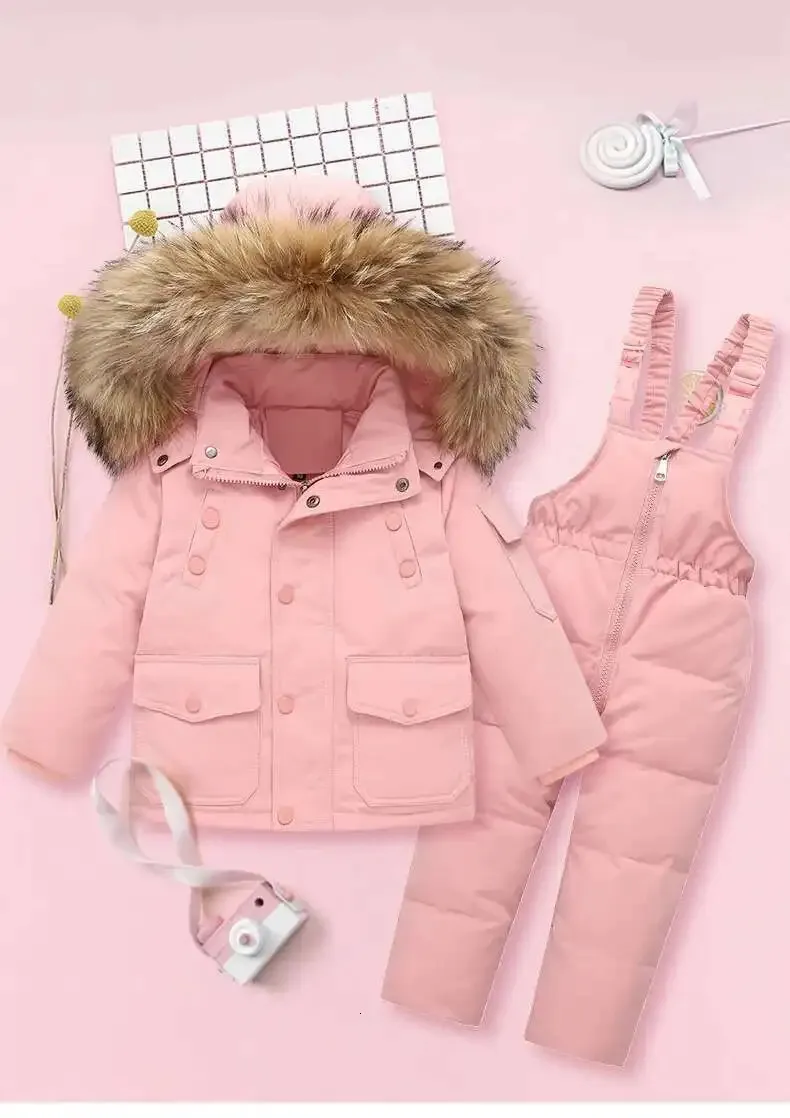 30C Baby Winter Thickened Warm Down Jacket Toddler Jumpsuit Children ...
