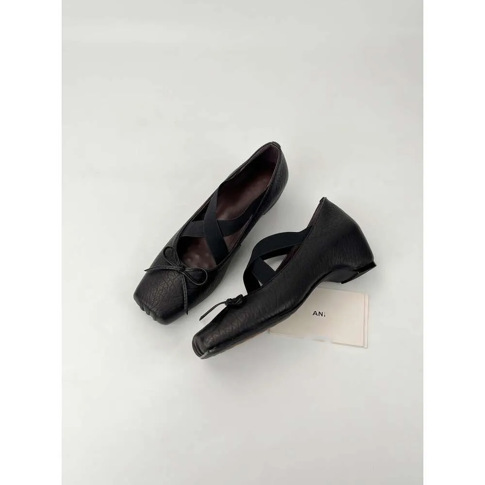 New French Style Square Toe Ballet Flats with Bowknot Cross Mary Jane ...