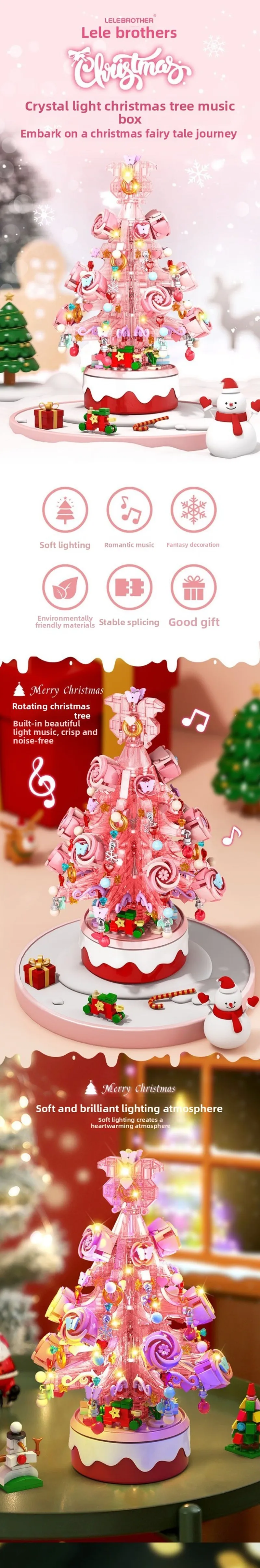 Christmas Tree Music Box with Light, Creative Decoration Model, DIY ...