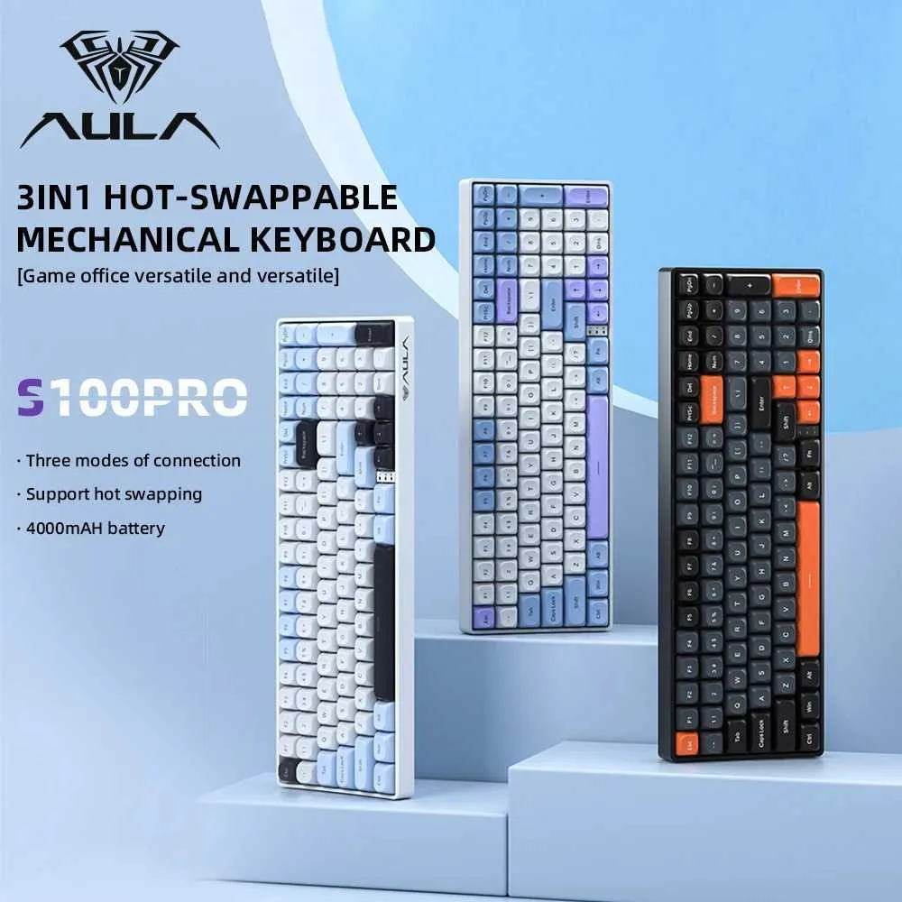 AULA S100Pro Gaming Wireless Mechanical Keyboard 98 Layout 99 Keys ...