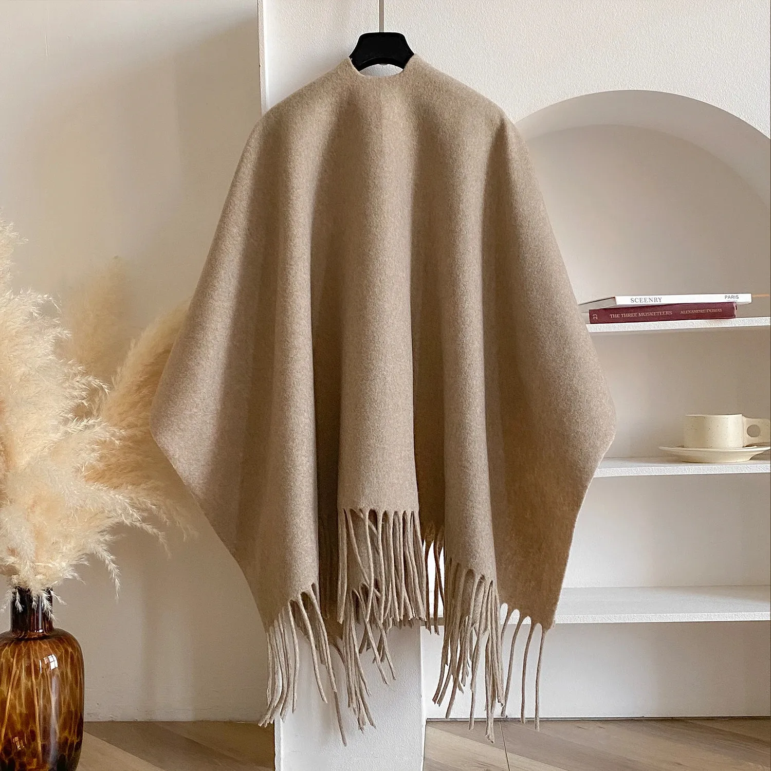 Winter Women's Poncho Warm Shawl Double Sided Thickening Blanket Scarf ...