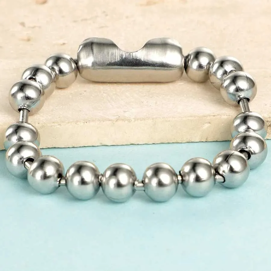 8mm Stainless Steel Ball Bead Bracelet for Men and Women, Gold/Silver ...