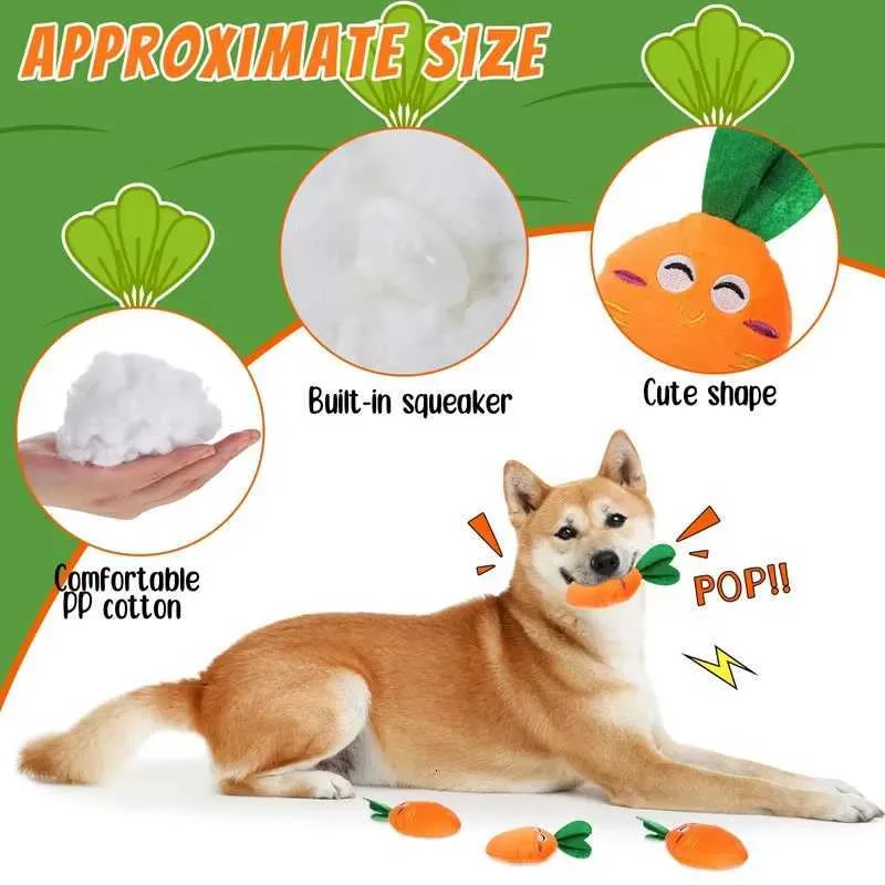 Pet Dog Chew Toys: Carrot & Chicken Leg Shape Plush Toys for Teeth ...