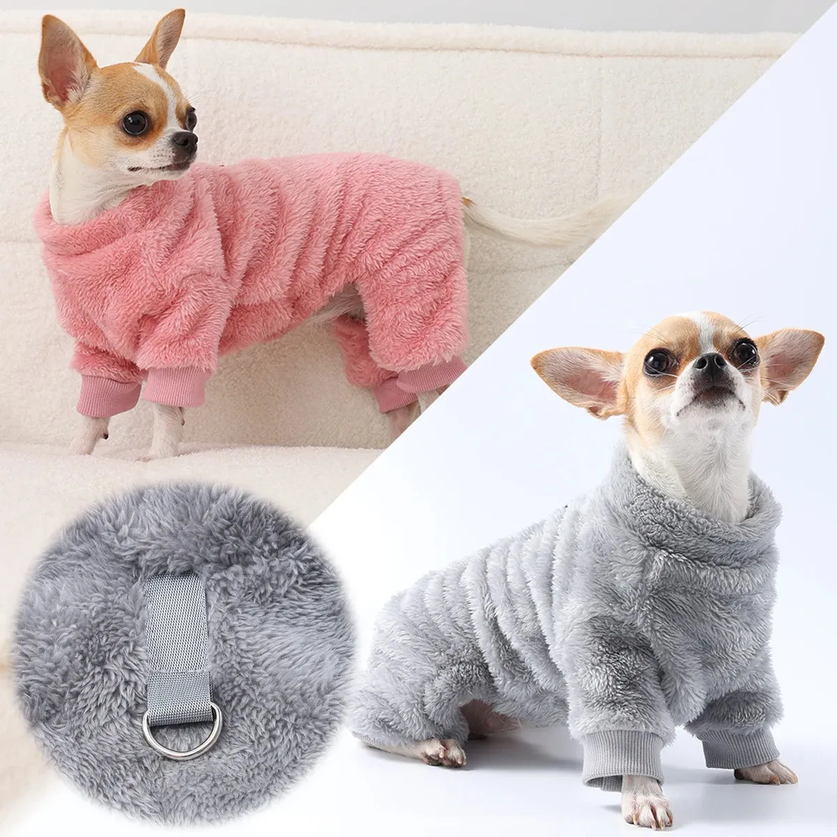 Winter Warm Pet Clothes Soft Flannel Dog Jumpsuit Puppy Cats Four Legs ...