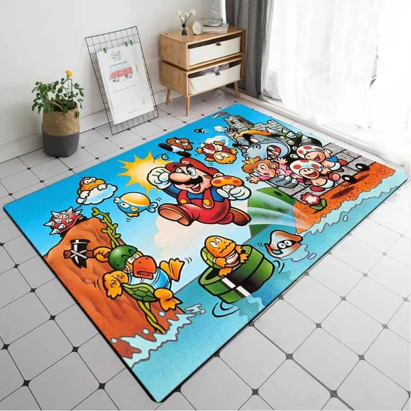 3D Cartoon Super Mario Bros Game HD Rug Area Carpet for Living Room ...