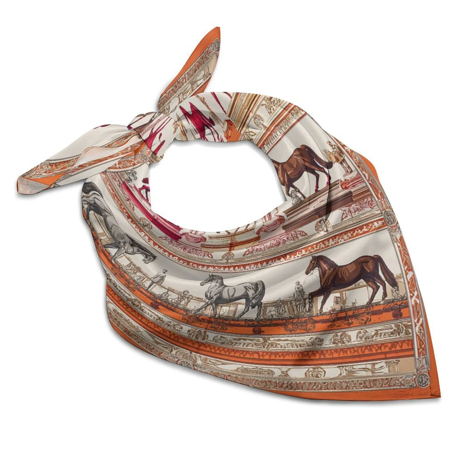 H Designer Scarves Luxury Head Scarf Luxe Horse Brand Hair Scarf Print ...