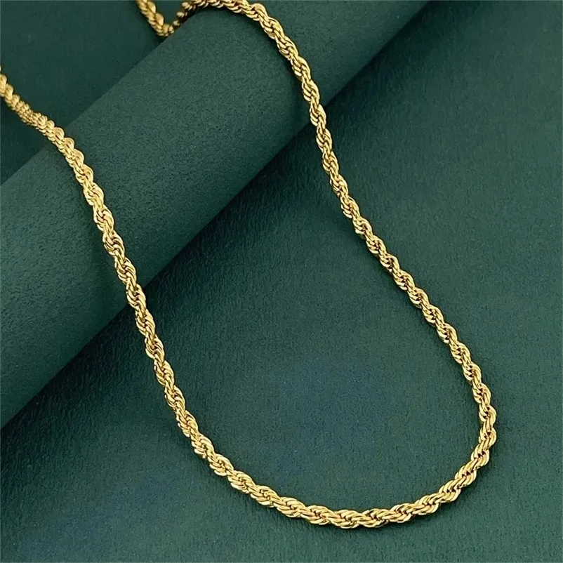 Lihong 925 Sterling Silver Gold Rope Necklace for Women Men Jewelry ...