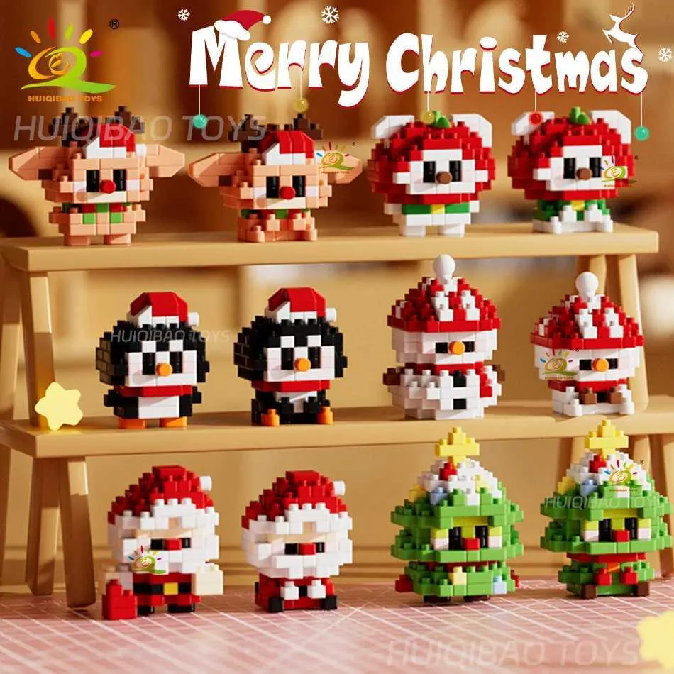 HUIQIBAO MINI Christmas Santa Claus Micro Model Building Blocks DIY ...