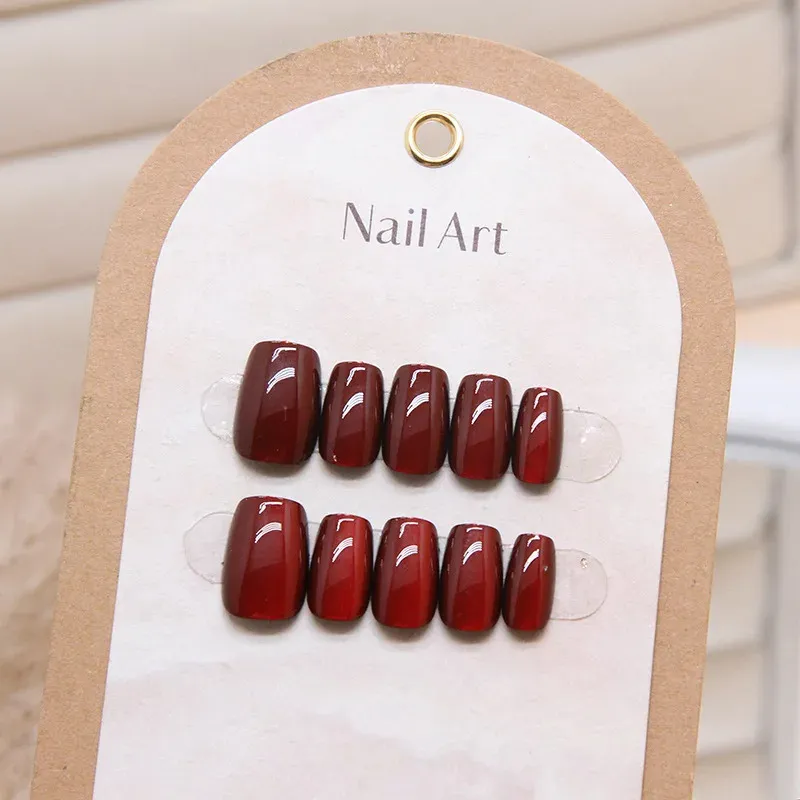 Reusable Adhesive Press On Acrylic Nails Set, Self-Adhesive Red ...