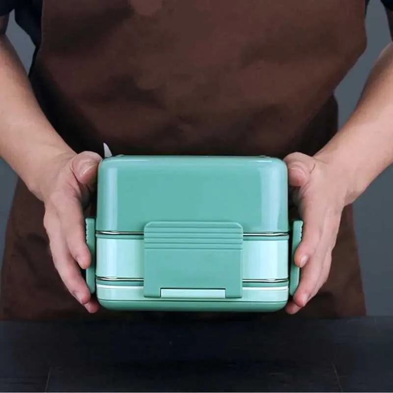 Double Layer Stainless Steel Thermal Lunch Box Sealed Leakproof Food ...