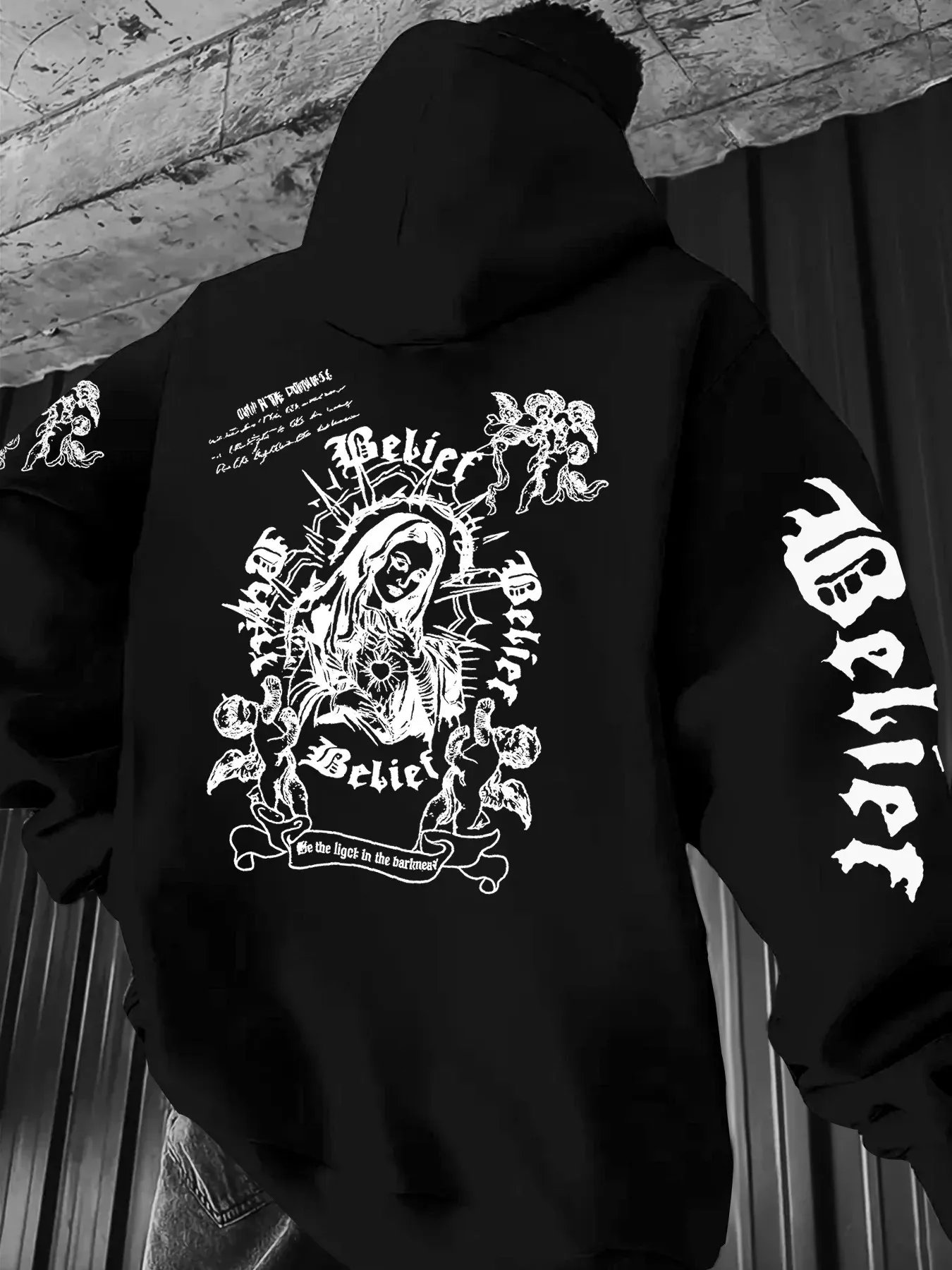 European and American Men's Autumn Statue of Liberty Little Angel Print ...