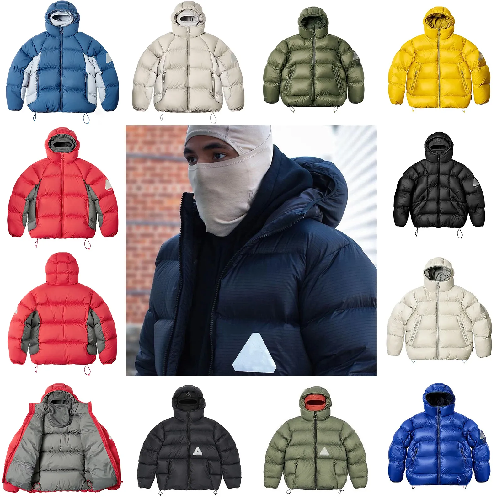 Designer Men's Puffer Jacket with Face Mask Hood, Down Jacket, Women's ...
