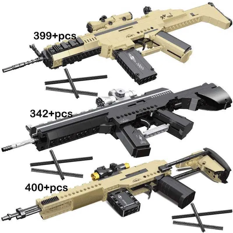 WW2 Military Mk14 Scar Desert Eagle Gun Building Blocks Assault Rifle ...