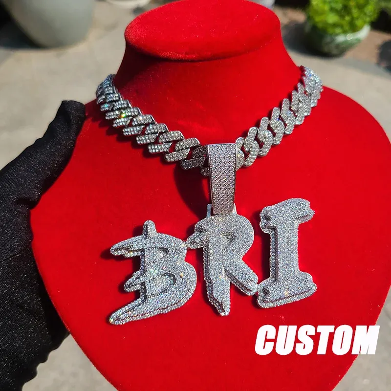 Custom Icy Micro Pave Full Cubic Zircon Shape Personalized Name ...