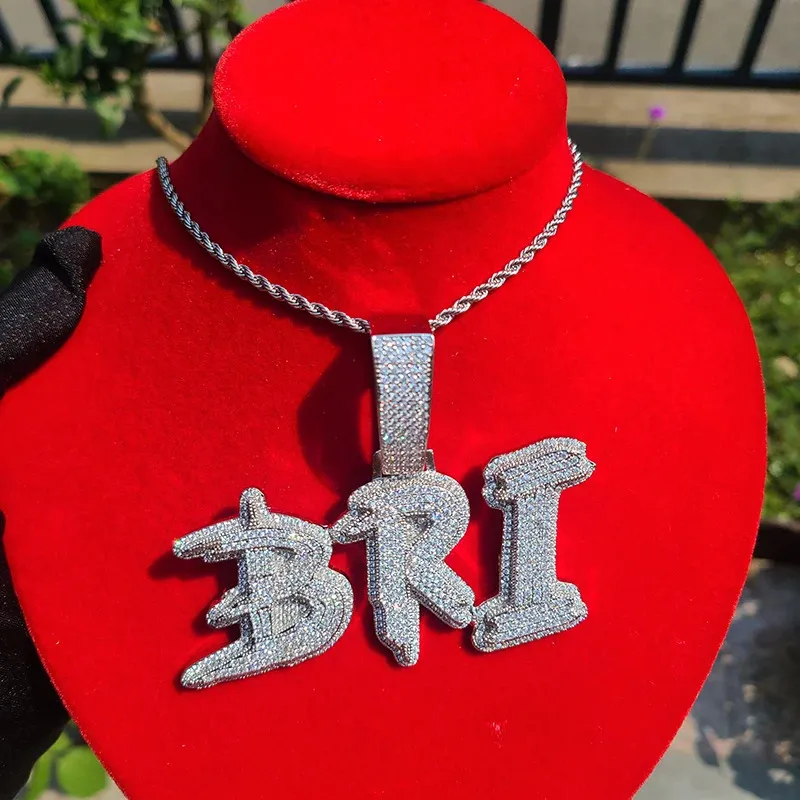 Custom Icy Micro Pave Full Cubic Zircon Shape Personalized Name ...