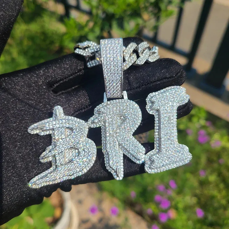 Custom Icy Micro Pave Full Cubic Zircon Shape Personalized Name ...