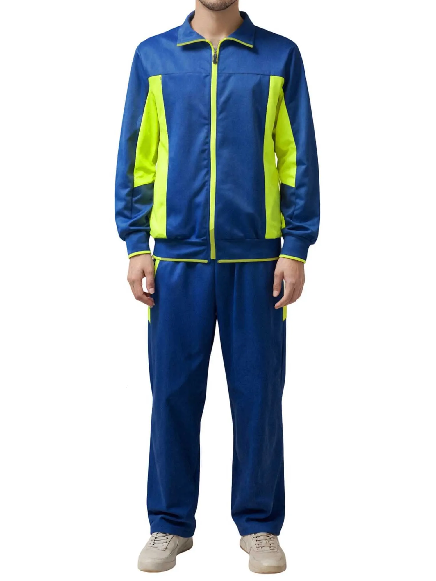 Men's 2-Piece Tracksuit Set with Long Sleeve Sweatshirt and Contrast ...
