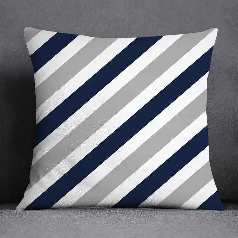 45 × 45 cm Polyester Cushion Cover with Blue Grey Geometric Pattern for ...