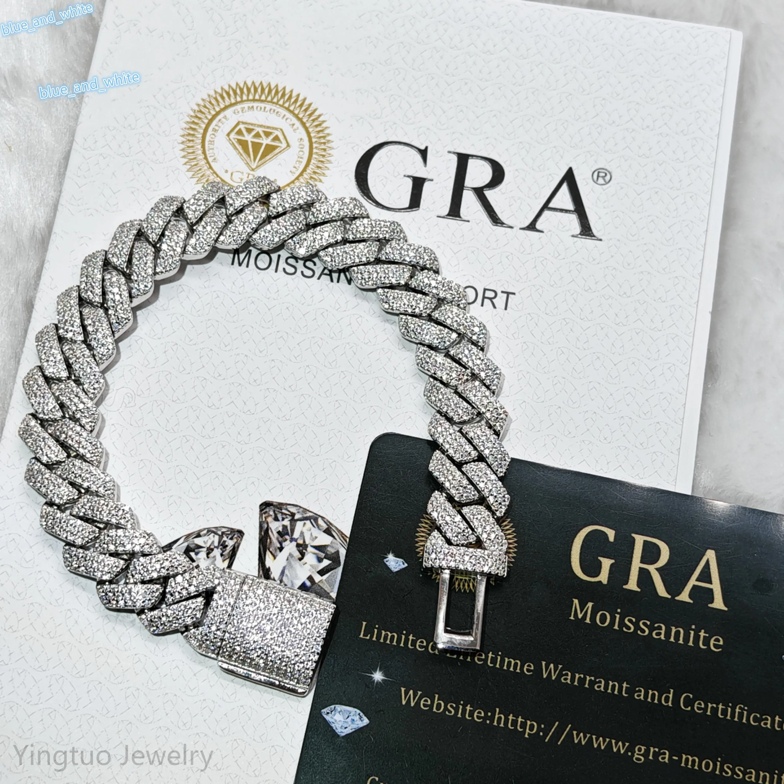 Hip Hop VVS1 Moissanite Cuban Link Bracelet: Diamond Test S925 ...