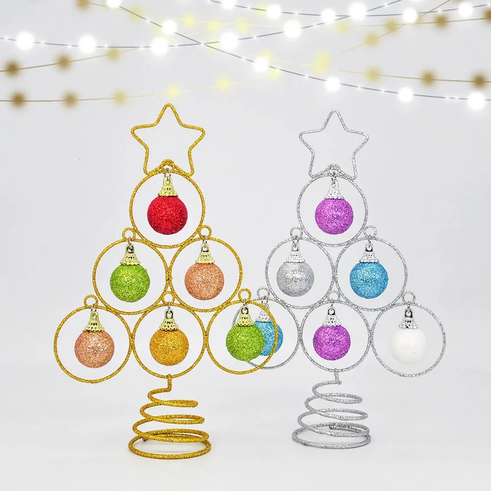 Artificial Iron Christmas Tree Flash Ball Tower Tree Desktop Top Star ...