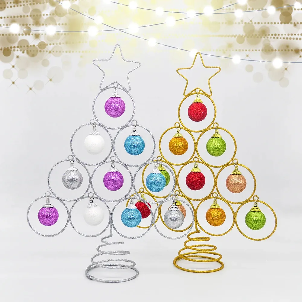 Artificial Iron Christmas Tree Flash Ball Tower Tree Desktop Top Star ...