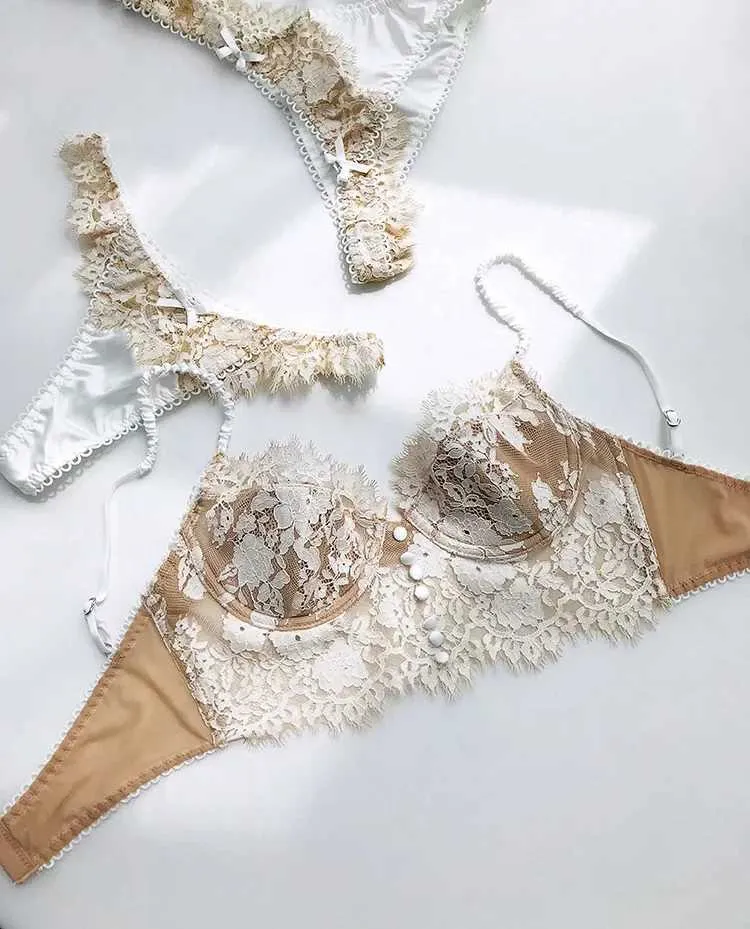 Sexy Lace Open Back Bra with Eyelash Detail, Gathering Back, Lace and ...