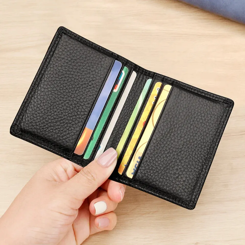 Lychee Genuine Leather Men's Card Holder, Antimagnetic RFID Credit Card ...