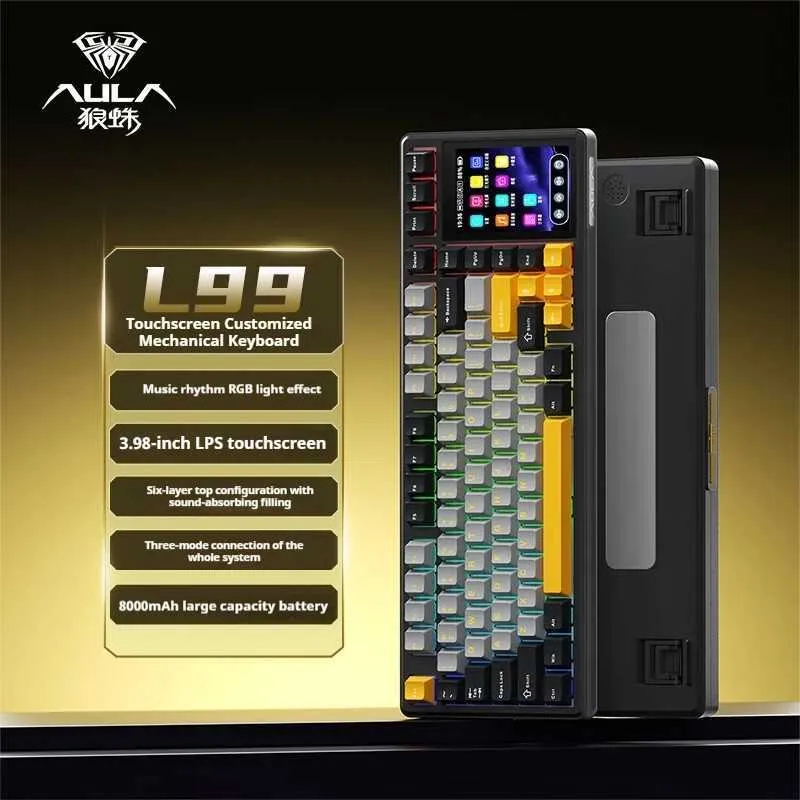Aula New Smart Screen Display Wireless Mechanical Keyboard ThriMode ...