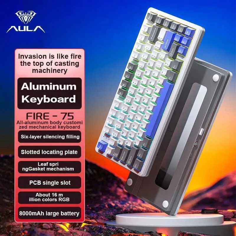 Customized AULA FIRE75 Anne Pro Keyboard With 75 Layout, Wireless Three ...