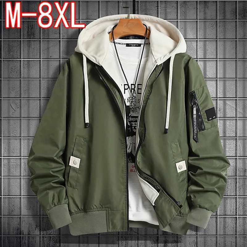 8XL Autumn Winter Men's Jacket Plus Size Hooded Coat Outwear Fake Two ...