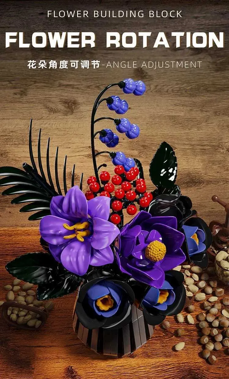 Flower Building Blocks Bouquet Vase Creative Home Decorations Children ...