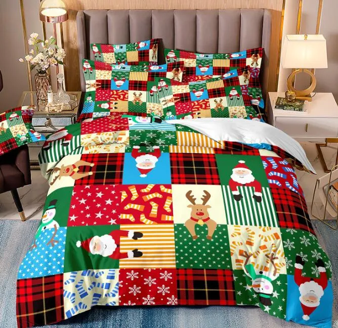 Three-Piece Pillowcase Set with 3D Printed Santa Claus Series Feather ...