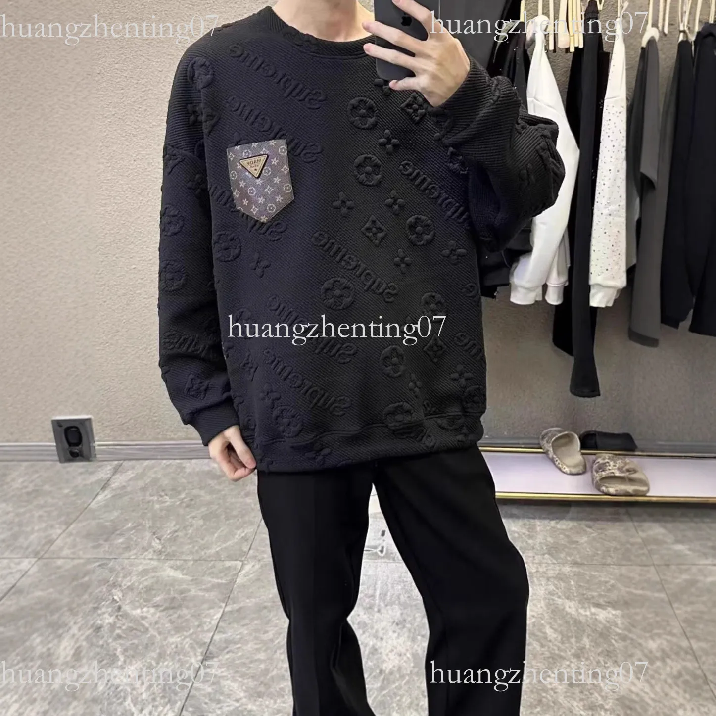 New 2026 Luxury Men S Pocket Triangle Logo Sweatshirt Spring Autumn ...