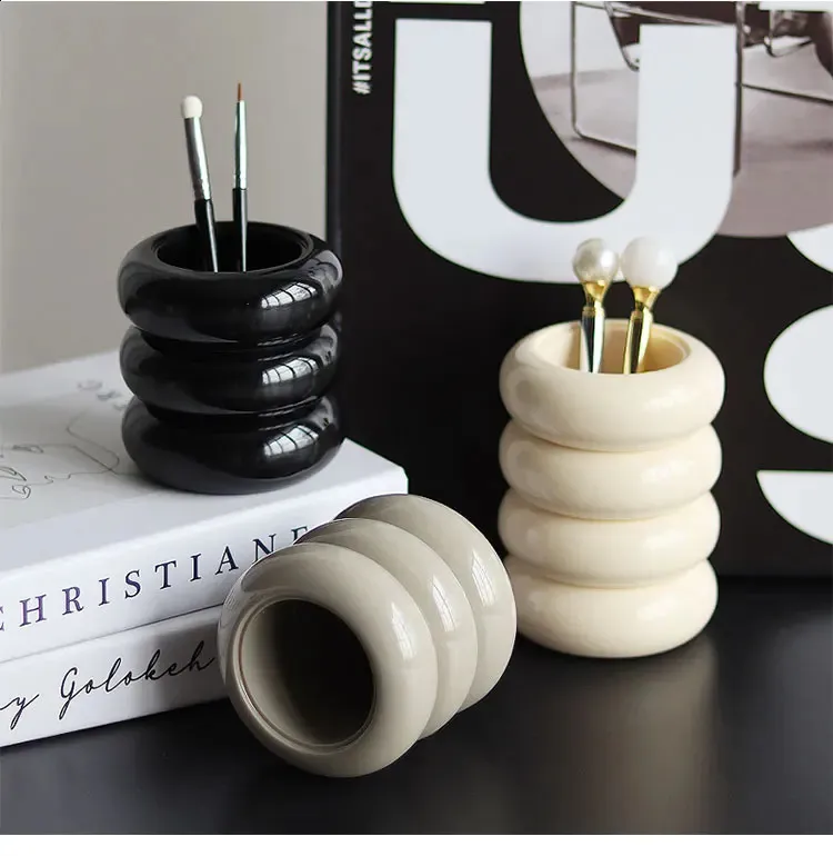 Creative Ceramic Storage Jar with Lid, Round Candle Jar, Candy Storage ...