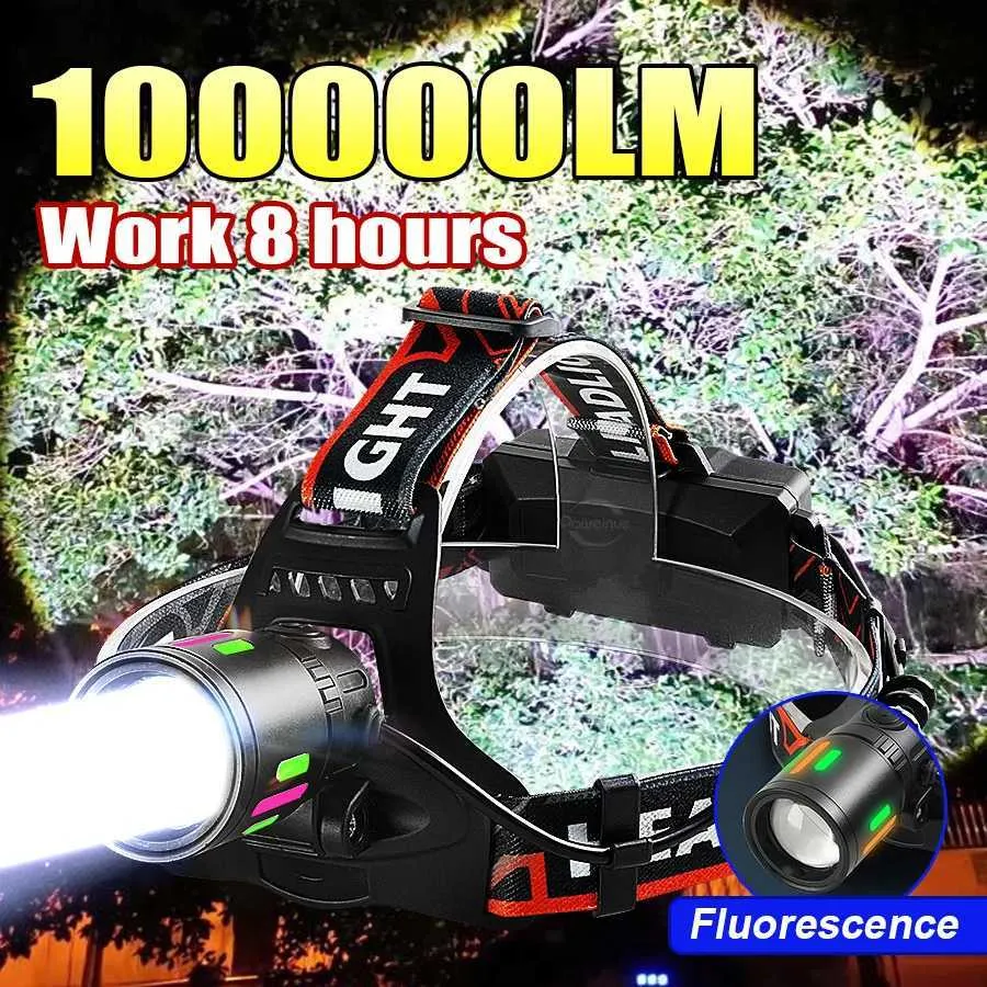 100000lm High Power Led Headlight: Usb Rechargeable, Fluorescent Zoom ...