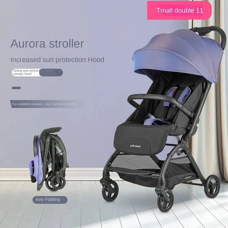 Aurora Blue Stroller, Convertible Sit and Lie Down Baby Carriage ...