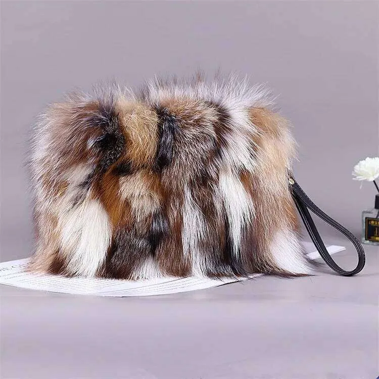 High Grade Designer Fur Crossbody Bag With Fluffy Fox Fur Chain For ...