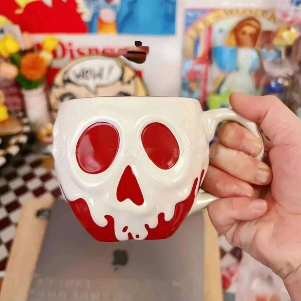 Red Poisonous Apple Skull Mug, Ceramic Anime Cartoon Fruit Water Cup ...