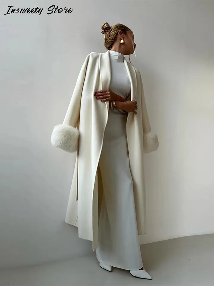 Elegant Solid Long Overcoat for Women with Turndown Collar, Lace-Up ...