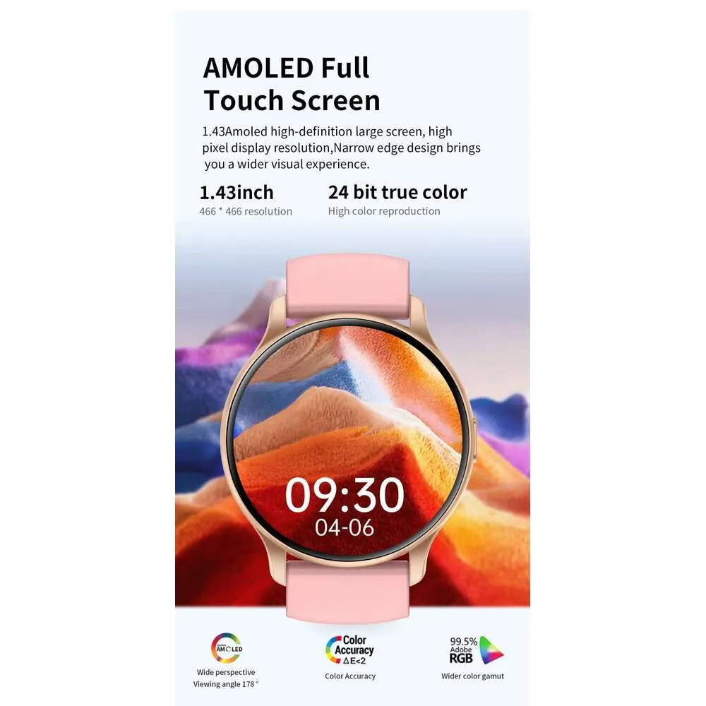 Senbono Max11 AMOLED Women's Smart Watch with 1.43'' Display, Call ...