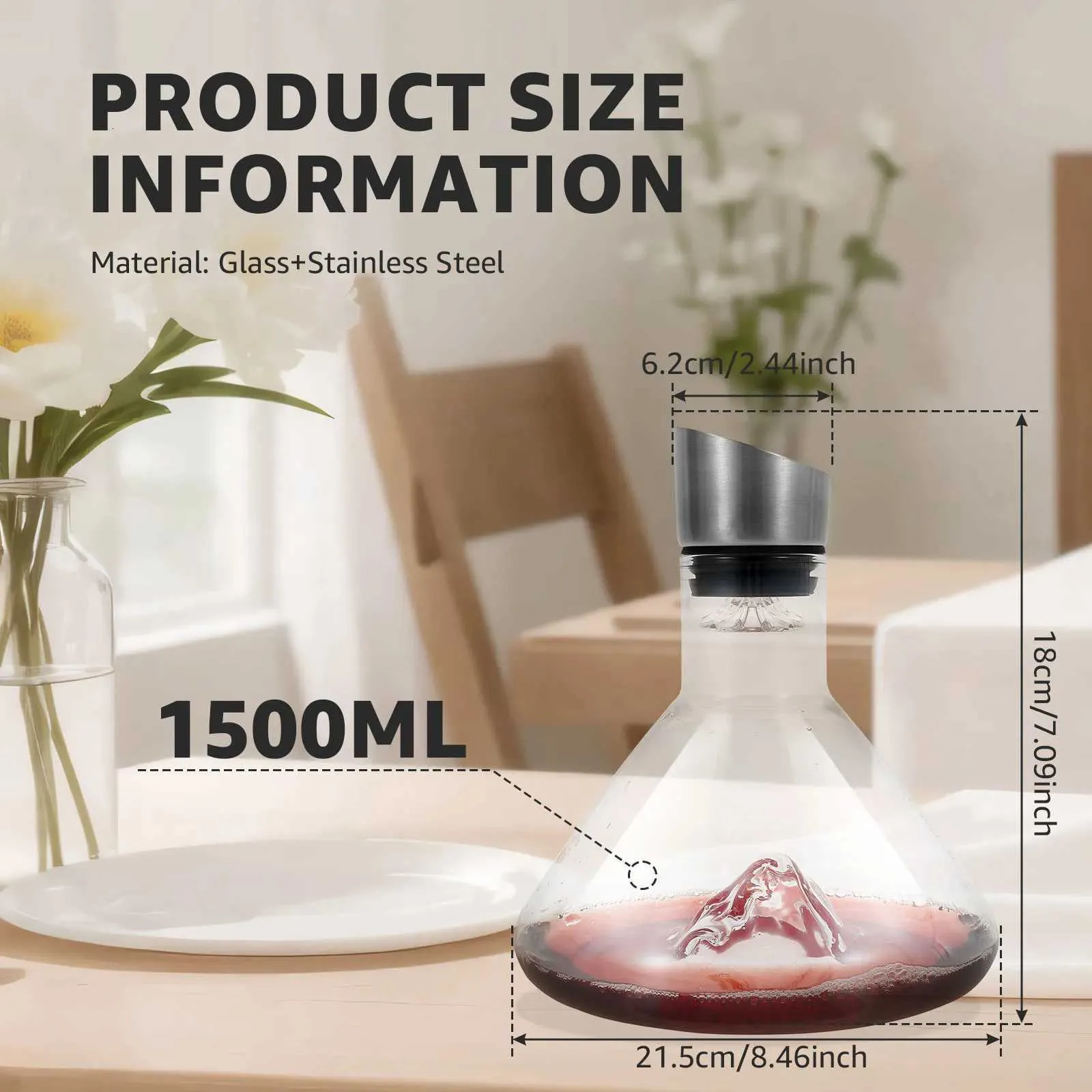 Whiskey Decanter with Two 750ml Transparent Wine Decanters, Creative ...