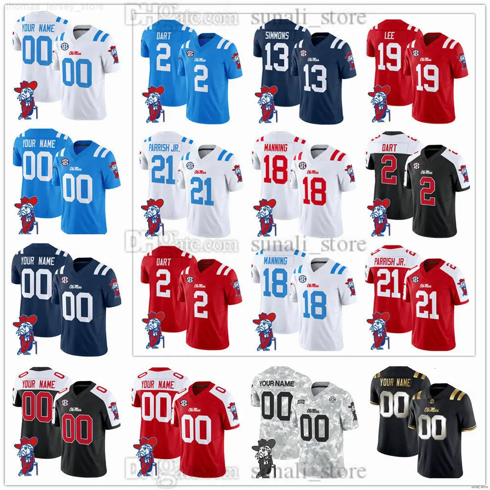 Stitched Ole Miss College Rebels American Football Shirts Men's Sizes ...