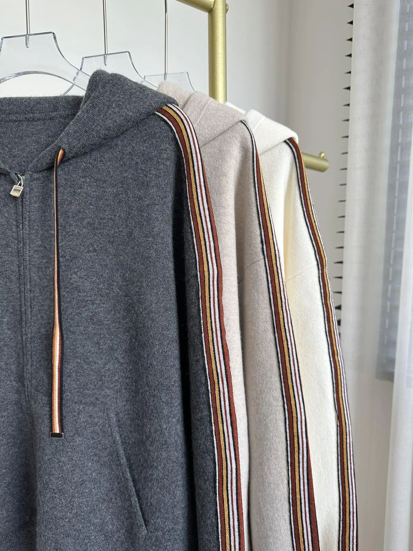 Lp Cashmere Hooded Cardigan Double Zipper 100% Pure Cashmere Knitted ...