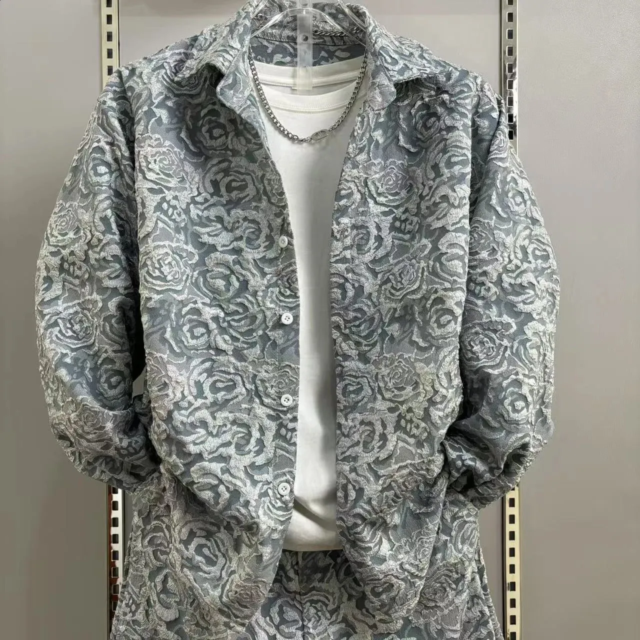 Men's Three-Dimensional Relief Small Fragrance Fashion Shirt Set ...