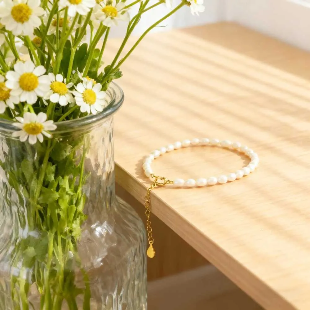 Natural Freshwater Pearl 34mm Mini Rice Shape Bracelet, 925 Sterling ...