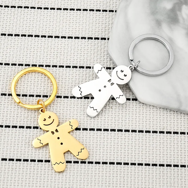 Stainless Steel Gingerbread Man Giraffe Keychain Cute Cartoon Couple ...